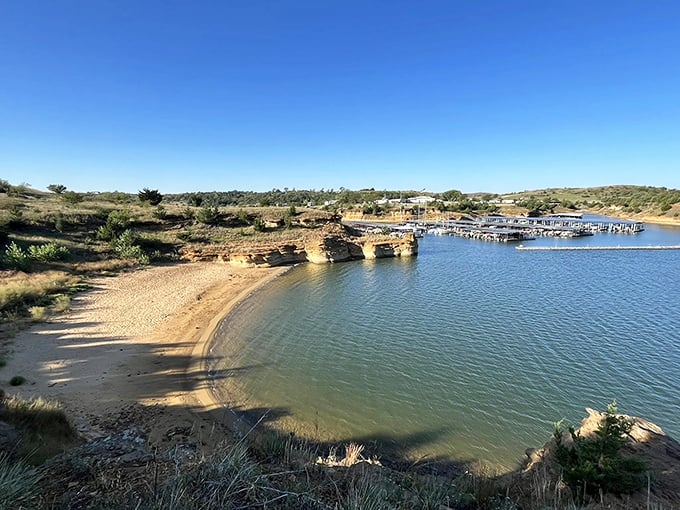 That perfect cove where weekend sailors and serious anglers coexist in harmony. The marina at sunset is Kansas's best-kept secret.