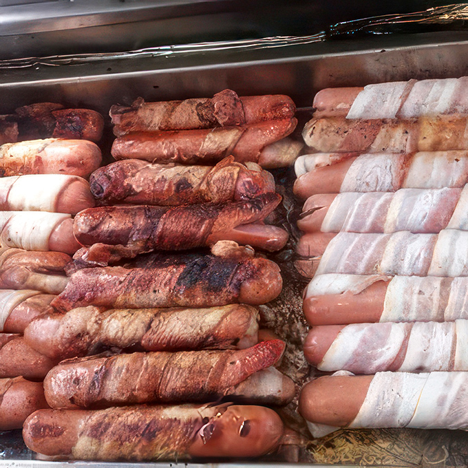 The grill at Garcia's&mdash;where hot dogs and bacon-wrapped franks transform from ordinary to extraordinary. Meat alchemy at its finest.