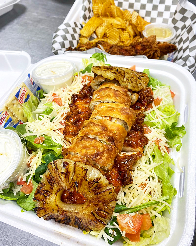 Behold the towering Samurai Burger, where beef meets breakfast in a harmonious stack that somehow makes perfect sense despite its audacity.