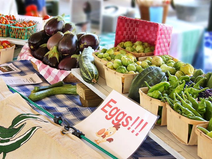 Farm-fresh eggplants, zucchini, and green beans create an edible rainbow at the local farmers market, where "farm-to-table" isn't a trend&mdash;it's tradition.
