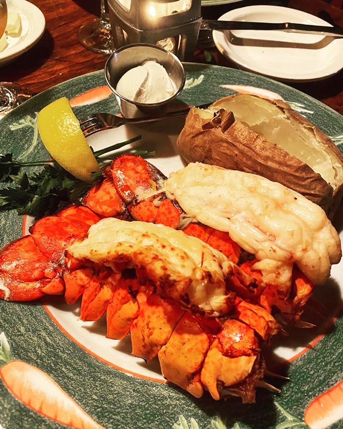 Maine lobster tails and a baked potato&mdash;proof that sometimes the simplest combinations create the most profound happiness.