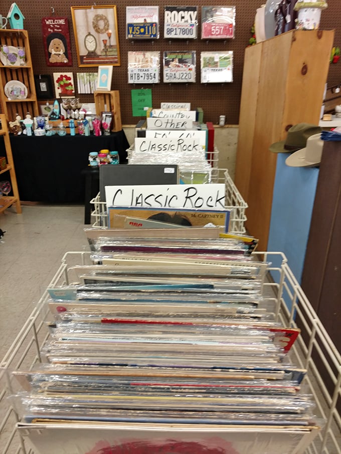 The vinyl section: where "just browsing" turns into two hours of nostalgic time travel through your musical adolescence.