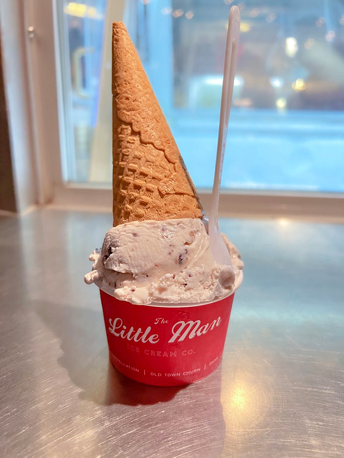Pretty in pink and ready for its close-up. This scoop has the kind of texture that makes ice cream aficionados weak at the knees.