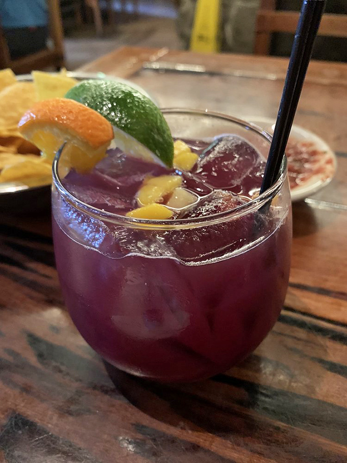 This sangria isn't just a drink&mdash;it's a sunset in a glass, complete with fruit islands to explore. Vacation mode: activated.