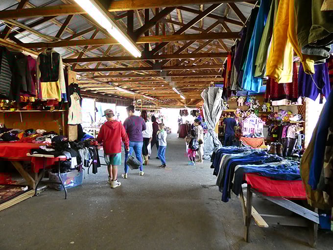 The covered walkways offer shoppers protection from the elements while they hunt for that perfect something they didn't know they needed.