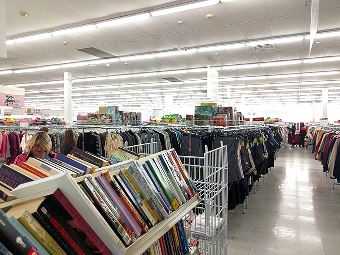 Books and clothing create the perfect browsing landscape. That shopper isn't just looking&mdash;they're on a quest for that one perfect title hiding among thousands.