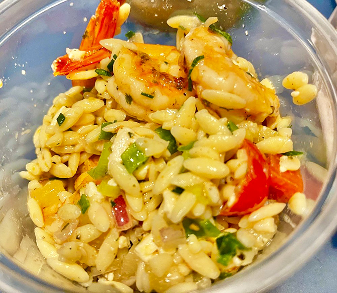 Shrimp orzo salad that belongs in the Seafood Hall of Fame. A perfect harmony of pasta, seafood, and herbs that sings of Mediterranean coastlines.