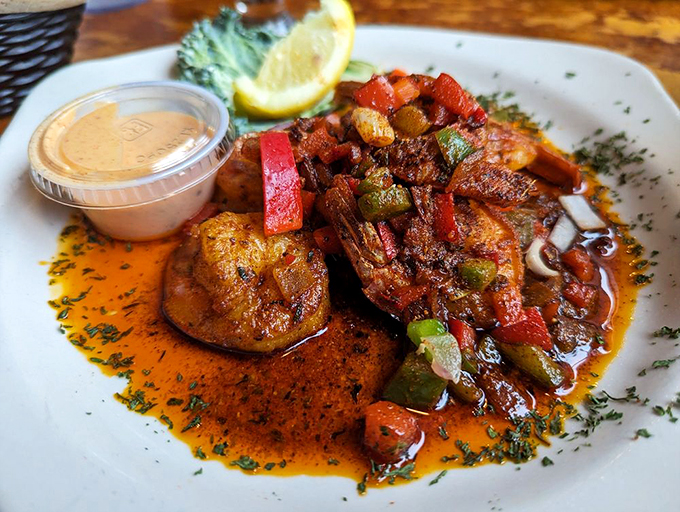 A symphony of spices dance around these Cajun shrimp - the kind of dish that leaves your lips tingling and your soul singing.