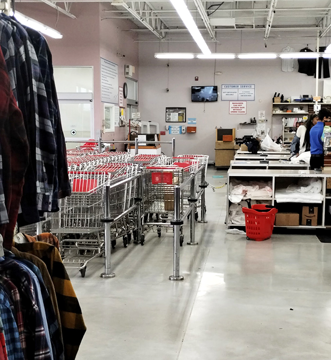 The checkout area&mdash;the final frontier between you and your newfound treasures. Those carts lined up like soldiers ready for the next bargain battalion.