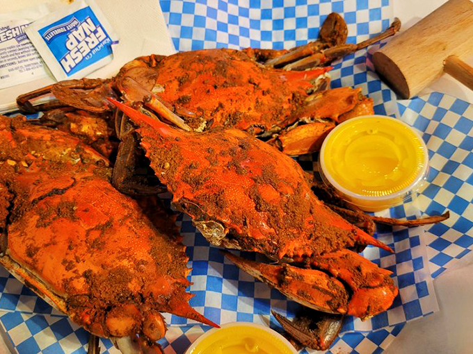 Old Bay-crusted steamed crabs&mdash;the ultimate hands-on dining experience where the reward is directly proportional to the effort.