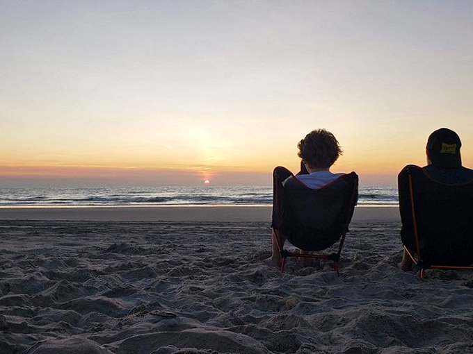 Sunset beach chairs &ndash; the original Netflix and chill, except with better lighting and no subscription fees.