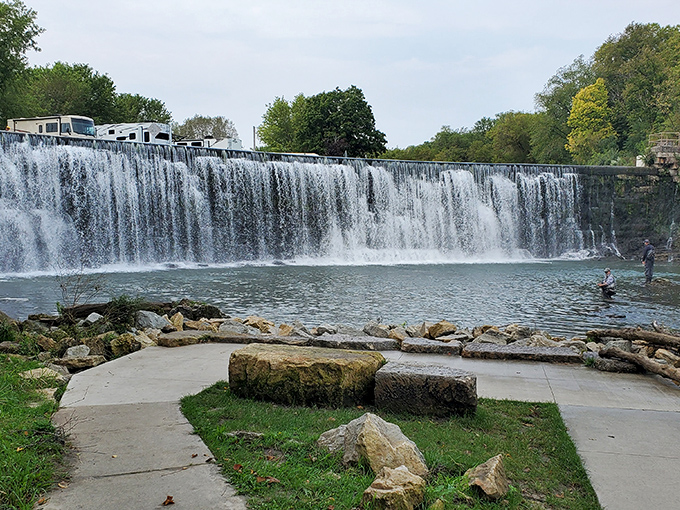 Sylvan Park's waterfall is the town's natural amphitheater. The fish are the only critics, and they're notoriously hard to please.