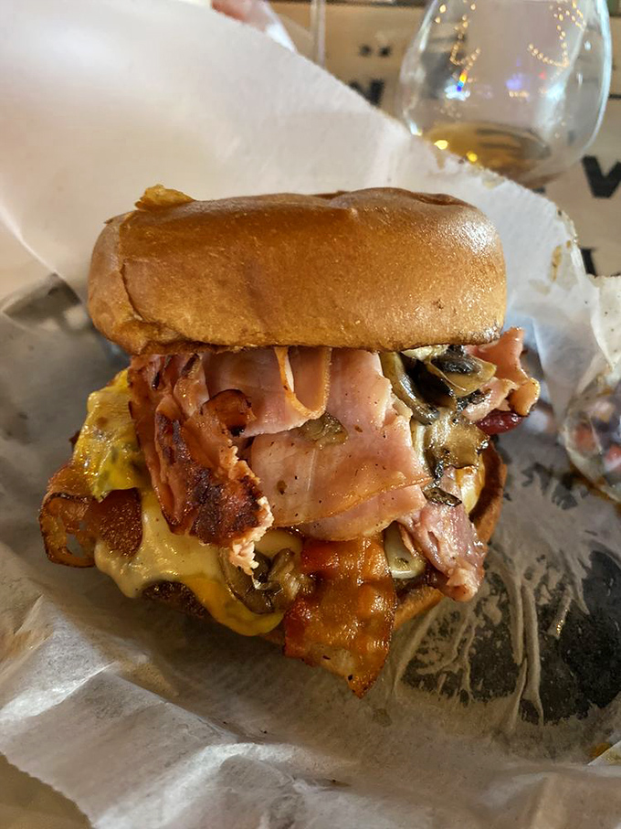 When your burger needs a toothpick to hold it together, you know you're in for a proper meal, not just a snack.