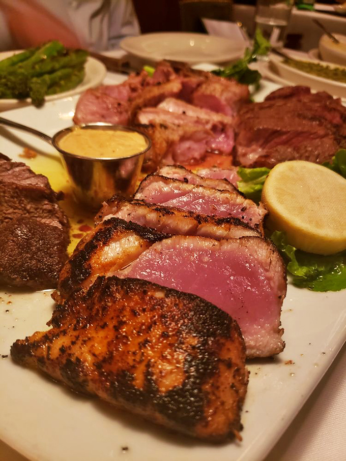 A seafood platter that would make Poseidon himself put down his trident and pick up a fork. Maryland meets Mediterranean in perfect harmony.