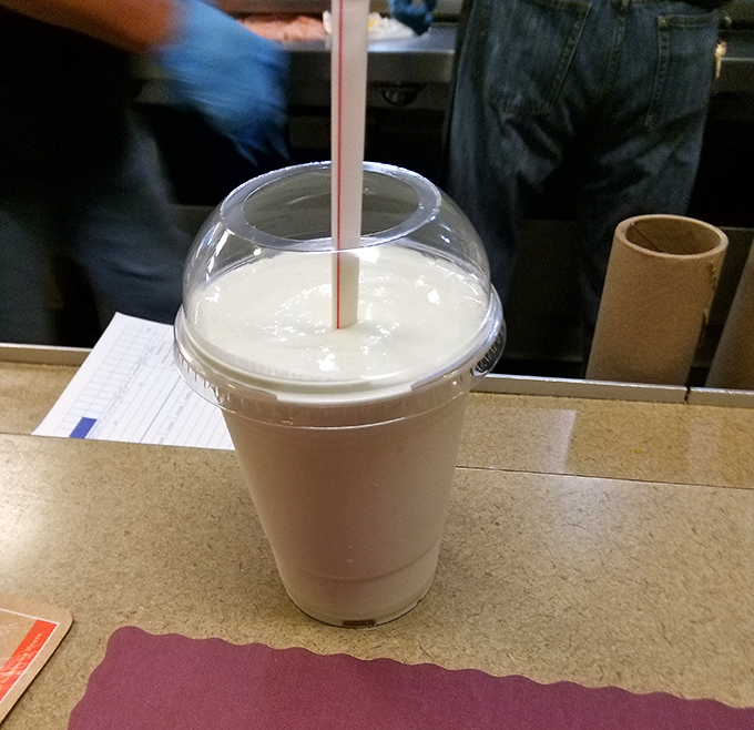 A proper milkshake should require effort to drink through a straw. This one passes the thickness test with flying colors.