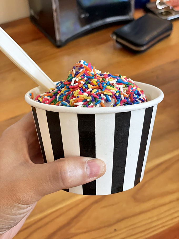 The classic cone—ice cream's most perfect delivery system since someone first looked at a waffle and thought, "I could make this into a cup."