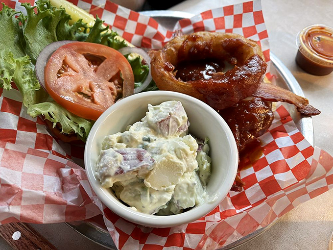 The Western burger looks like it rode in on horseback&mdash;hearty, no-nonsense, and ready to tackle your hunger with cowboy confidence.