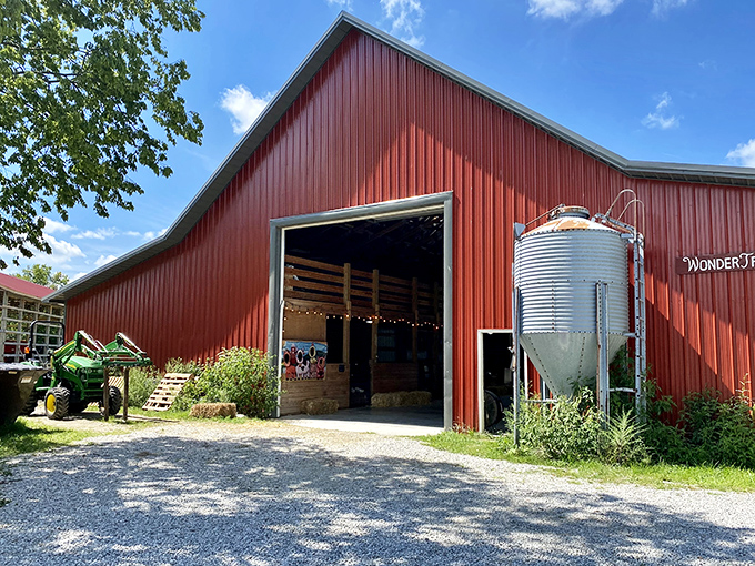 WonderTree's classic red barn structure houses modern delights, a perfect metaphor for Zionsville's blend of tradition and innovation.