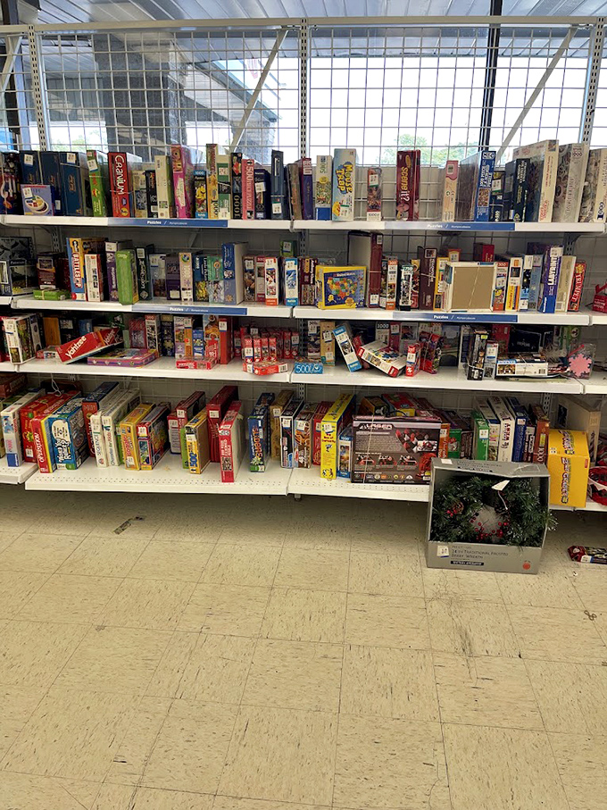Board game bonanza! These boxes hold rainy day entertainment, family night traditions, and the distinct possibility of finding that one missing Monopoly piece.