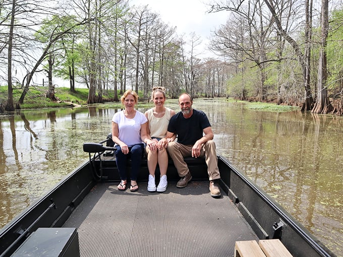 The bayou boat ride—where nature provides the entertainment, alligators mind their manners, and tree roots stretch into the water like curious fingers.