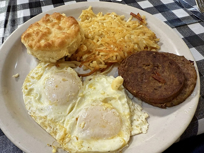 The breakfast plate that answers the eternal question: "Why choose one delicious thing when you can have four?" 