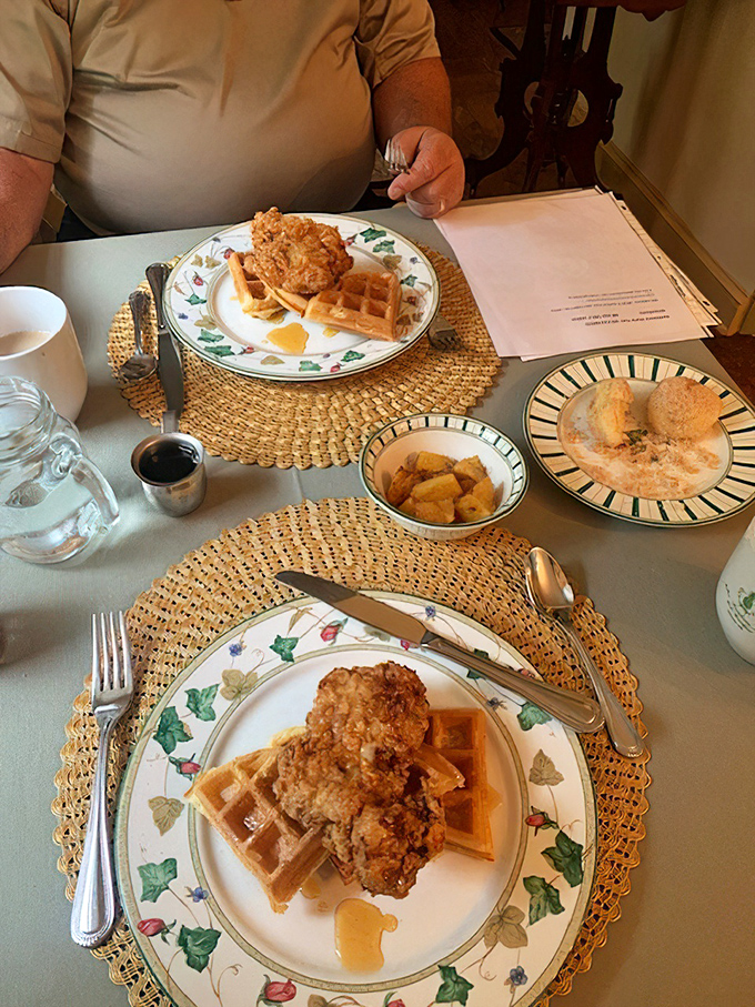 Chicken and waffles: where breakfast meets comfort food in a union so perfect it should have its own national holiday.