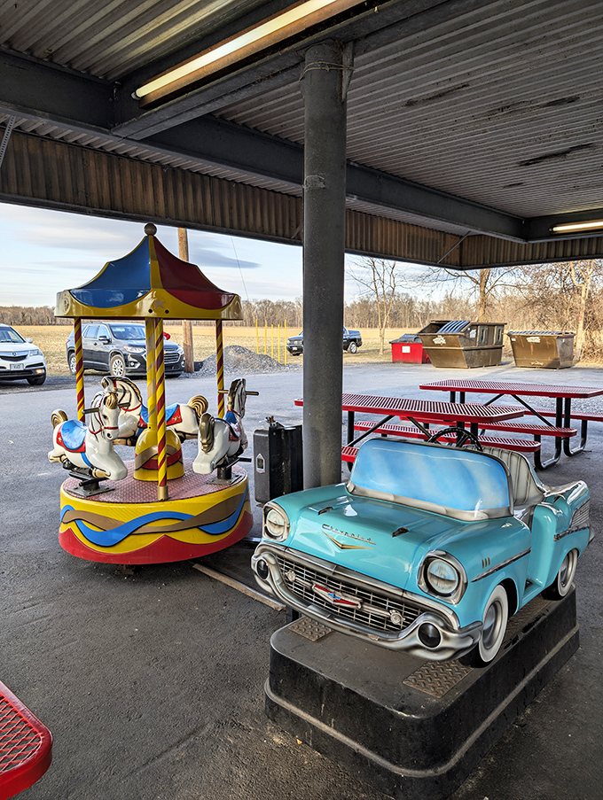 The whimsical carousel and vintage car ride aren't just for kids&mdash;they're portals to a bygone era when entertainment was simple and joy was uncomplicated. 