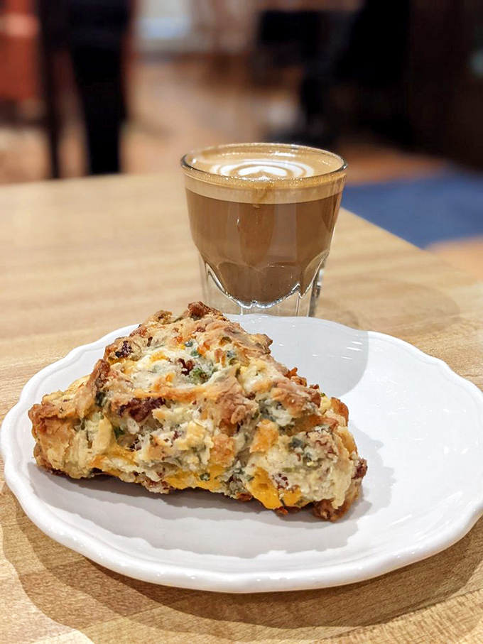 This savory scone and cortado pairing is what breakfast dreams are made of&mdash;like a culinary power couple that belongs together.