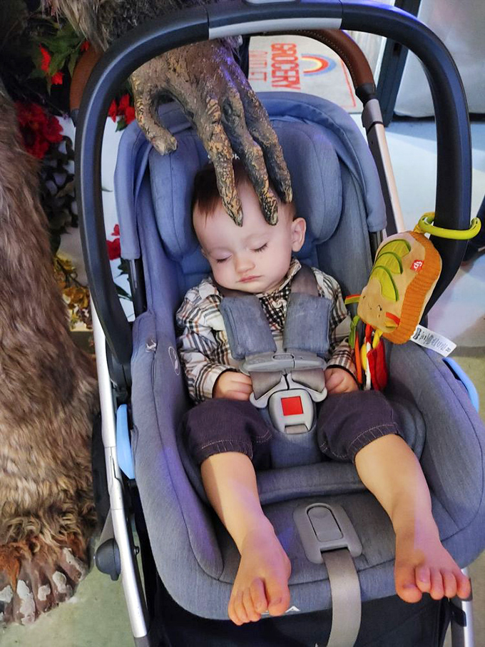 The most unsettling baby mobile ever created – where monster hands dangle menacingly over an unsuspecting infant.