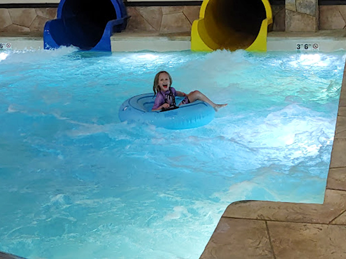 That moment of pure childhood bliss when you realize the inner tube has done all the navigational work while you just enjoyed the ride.