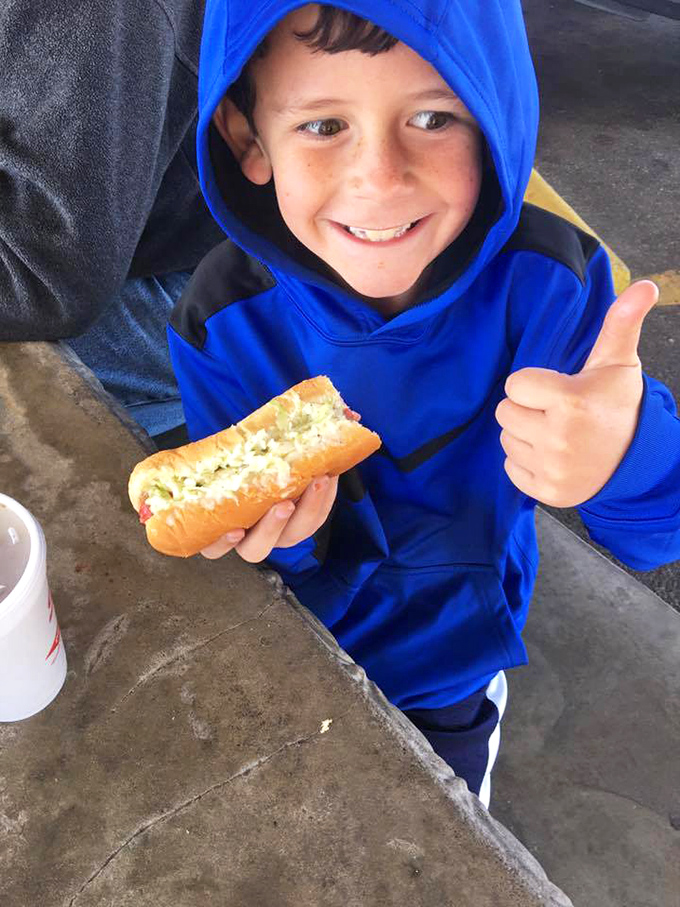 That thumbs-up says it all &ndash; when you're a kid with a hot dog at Shady Lane, life doesn't get much better.