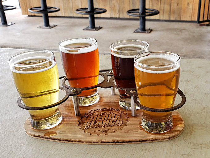 The rainbow of possibility! This flight of Sierra Blanca brews showcases the spectrum of flavors waiting to delight your taste buds.