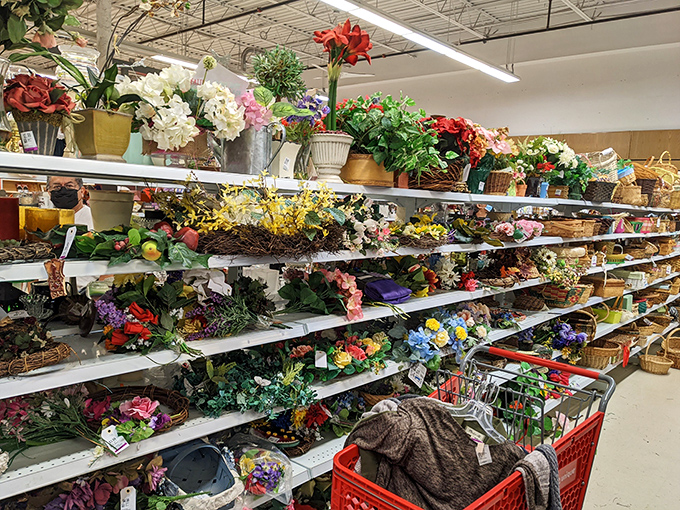 The artificial flower section blooms year-round with arrangements for every season. Perfect for those of us who've been banned from keeping real plants.