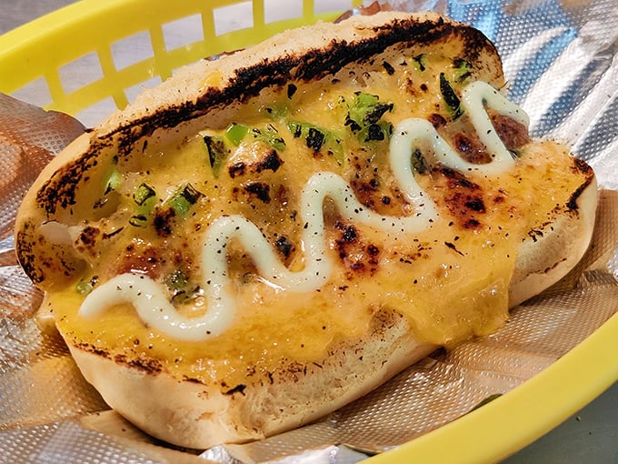 Cheese melted to golden perfection creates a blanket of comfort on this toasted masterpiece. Napkins required, regrets impossible.