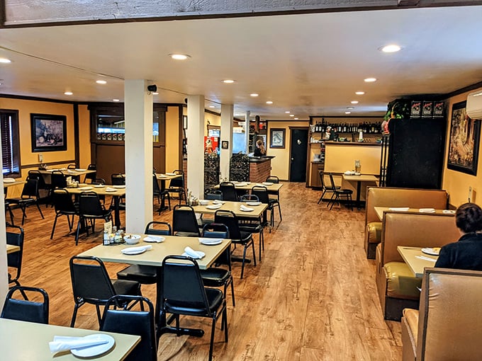 The dining room has that "everyone's welcome" vibe—like Thanksgiving at your favorite relative's house, minus the political arguments.