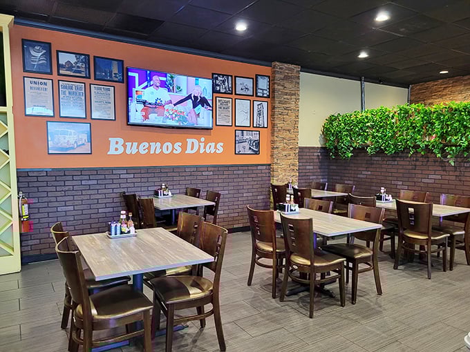 The "Buenos Dias" wall isn't just decor&mdash;it's a promise that good mornings are guaranteed when breakfast is this good.