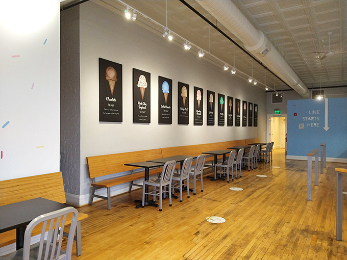 The bright, airy interior invites lingering conversations&mdash;wooden floors and ice cream art creating the perfect backdrop for decision paralysis.