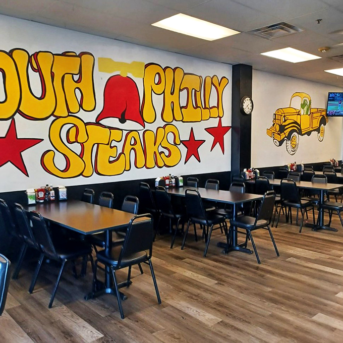 Where yellow walls and red stars create the kind of dining room that feels like a hug from your favorite aunt.