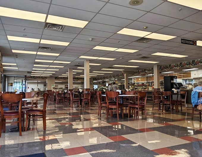 Witness the cathedral of carbohydrates and meat, where appetites come to worship. Those floor tiles have supported multiple generations of satisfied customers.