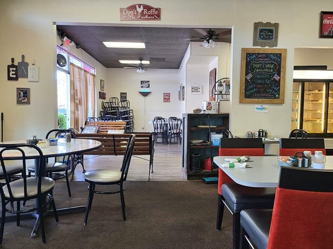 The dining room whispers "come as you are" with its unpretentious charm. No Instagram lighting needed &ndash; just good food and better company.