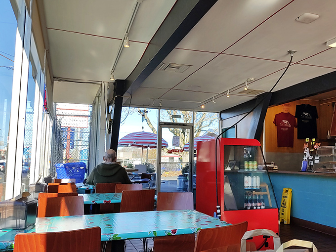 Simple tables, abundant natural light, and the promise of barbecue&mdash;sometimes the best dining rooms are the ones that don't distract from the food.