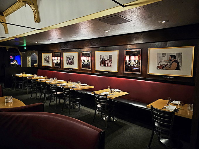 Red leather booths and framed photographs create the kind of dining room where memories are made and calories don't count. 