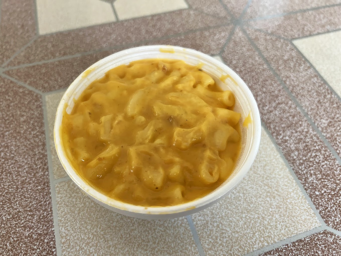Mac and cheese that understands its purpose in life. Creamy, golden comfort that stands proudly alongside smoked meats rather than cowering in their shadow.