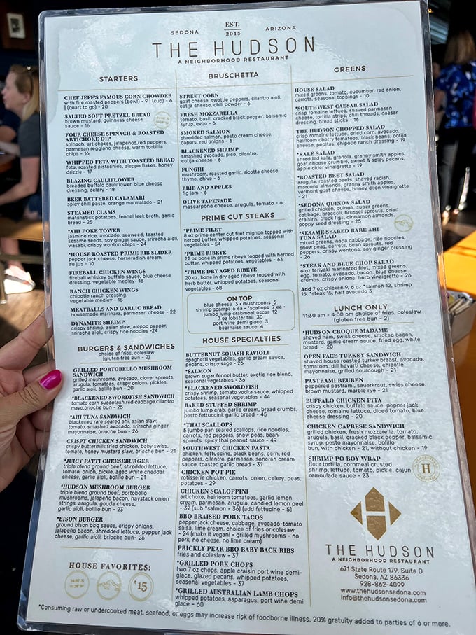 A menu that spans from street corn bruschetta to bison burgers &ndash; The Hudson speaks fluent "something for everyone."