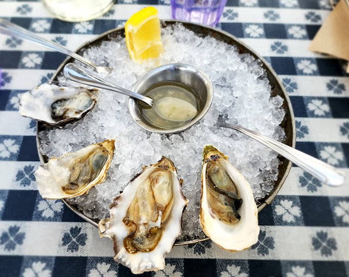 Oysters on ice&mdash;nature's perfect appetizer requiring nothing more than a squeeze of lemon and a moment of reverent silence before slurping.