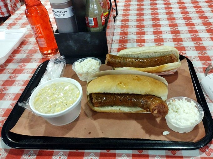 Hot dogs and slaw&mdash;the unsung heroes of the barbecue world. This tray isn't just lunch; it's a love letter to simple pleasures done extraordinarily well.