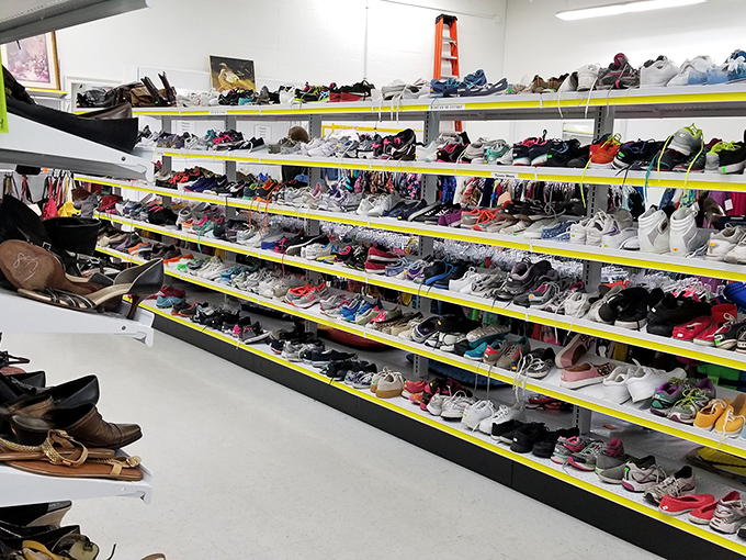 The shoe section rivals Imelda Marcos's closet, with footwear for every occasion from boardroom meetings to backyard barbecues.