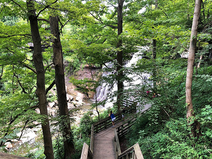 The stairway that reminds you exactly how out of shape you are. Worth every labored breath for the views waiting at both top and bottom. 