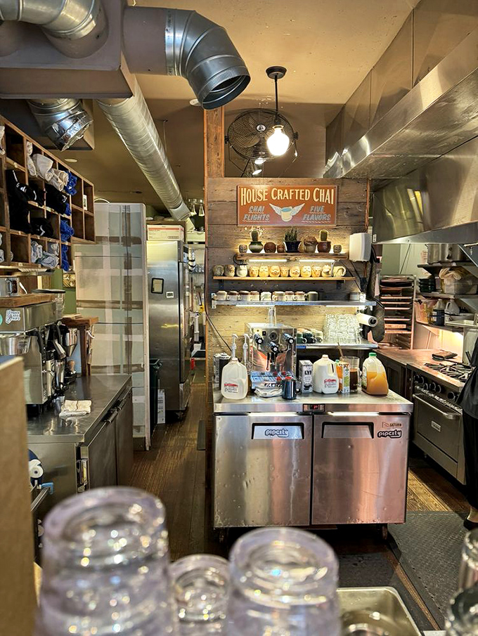 Behind the scenes at Pip's, where donut-making isn't just a job but a performance art worth watching through the open kitchen.