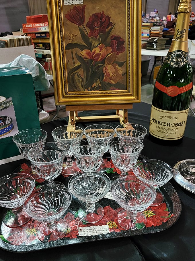 Crystal stemware that's seen more dinner parties than most of us ever will. Imagine the toasts and celebrations these glasses have witnessed!